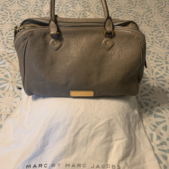 Bags | Marc Jacob Gray Leather Satchel Large Handbag | Poshmark